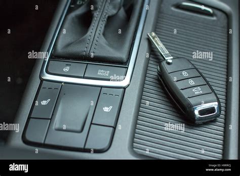 Modern Car Remote Control Key In Vehicle Interior Stock Photo Alamy
