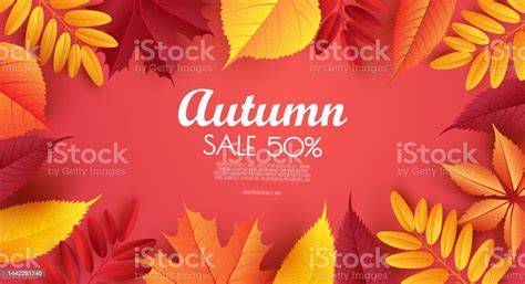 가을 판매 배경 배너 포스터 또는 전단지 화려한 나뭇잎과 벡터 그림입니다 배너 웹 포스터 전단지 인사말 카드에 대 한