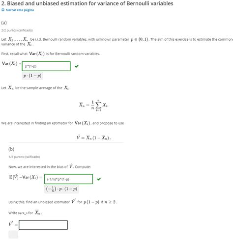 Solved 2 Biased And Unbiased Estimation For Variance Of