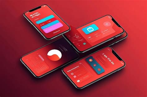Premium Photo Icon With Mobile Ui And Ux Design On Red Background For Web Design App Interface