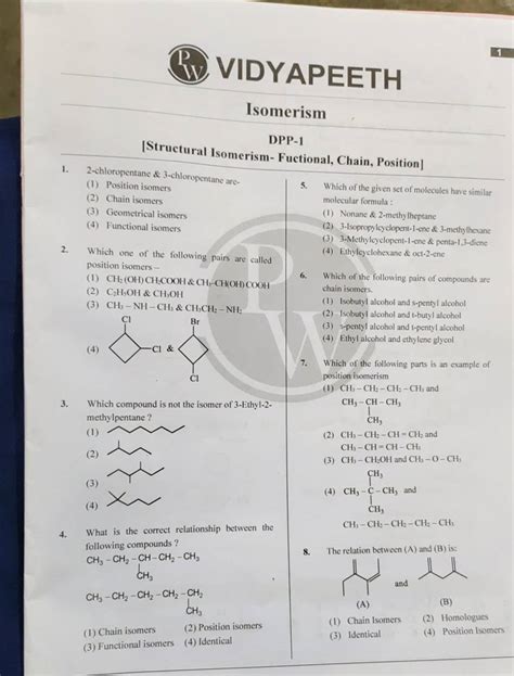 What Is The Correct Relationship Between The Following Compounds 8 The