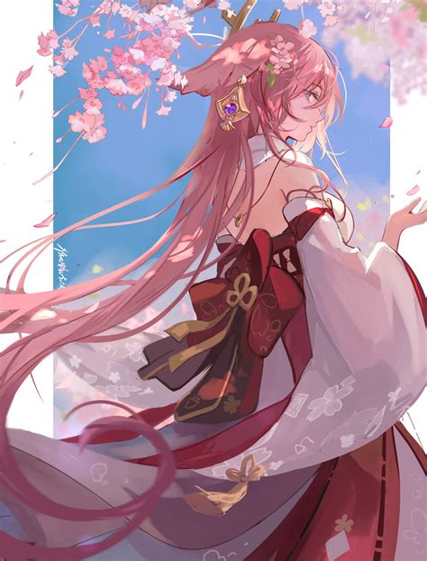 Wallpaper Genshin Impact Artwork Yae Miko Genshin Impact Anime