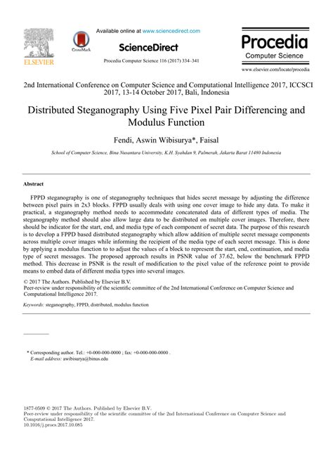 Pdf Distributed Steganography Using Five Pixel Pair Differencing And