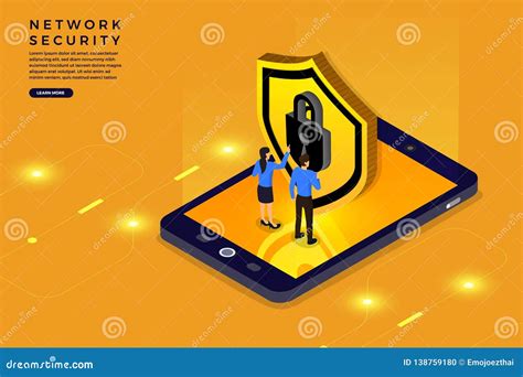 Isometric Network Security Stock Vector Illustration Of Computer 138759180