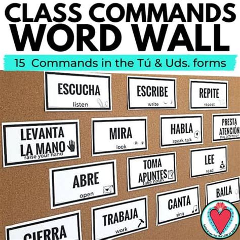 Spanish Classroom Decor Spanish Classroom Commands Bulletin Board Word