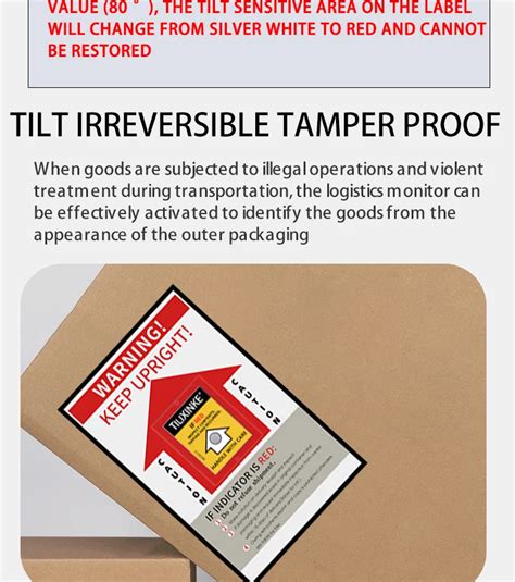 Impact Indicator Labels Tilt Shock Stickers For Packaging