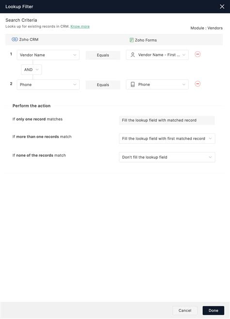Configuring The Lookup Filter