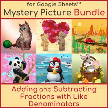 Adding And Subtracting Fractions With Like Denominators Mystery Picture Bundle