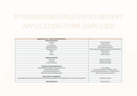 Streamlining Drug Procurement Application Form Simplified Excel