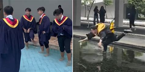 Nanyang And Republic Polytechnic Students Frolic In School Ponds On