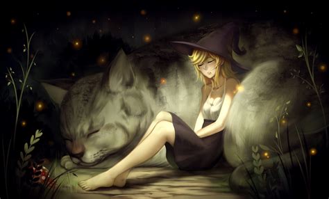 Animal Barefoot Blonde Hair Breasts Cat Cleavage Hat Ragecndy Witch Hat