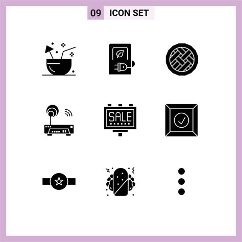 Set Of 9 Modern Ui Icons Symbols Signs For Router Device Stations Pumpkin Dessert Editable