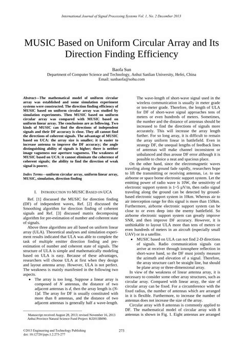 Pdf Music Based On Uniform Circular Array And Its Direction · Covariance Matrix Based On