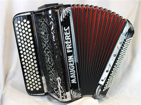 6933 Black Decorated Maugein Freres Midi Chromatic Button Accordion C System Lmmm 92 120