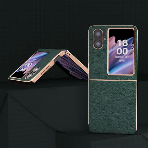 For Oppo Find N2 Flip Nano Electroplating Cross Texture Genuine Leather