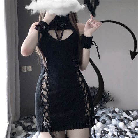 Lace Up Virgin Killer Sweater Dress Turtleneck Corset Anime Ddlg
