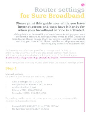 Fillable Online Router Settings Fax Email Print PdfFiller
