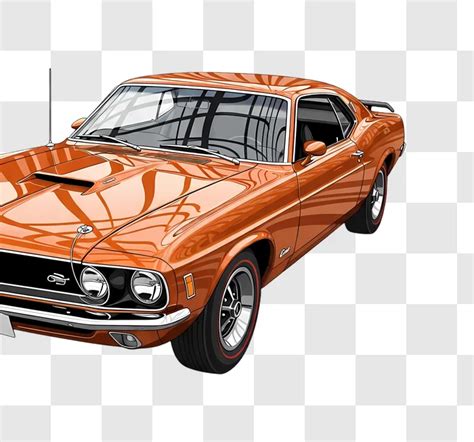 Classic Orange Muscle Car Vector Art