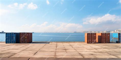 Premium Ai Image Stacked Containers At Dock Logistics Visualization