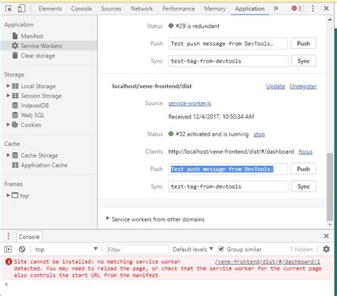 how to debug service worker feature · issue 126 · vuejs templates pwa · github