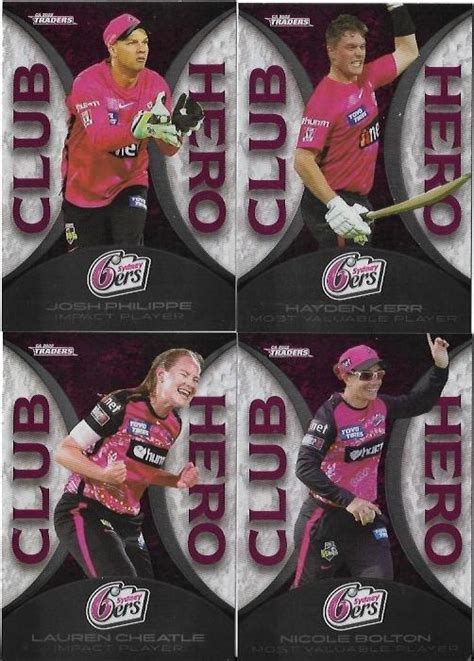 202223 Cricket Traders Club Hero 4 Card Team Set Sydney Sixers Apt