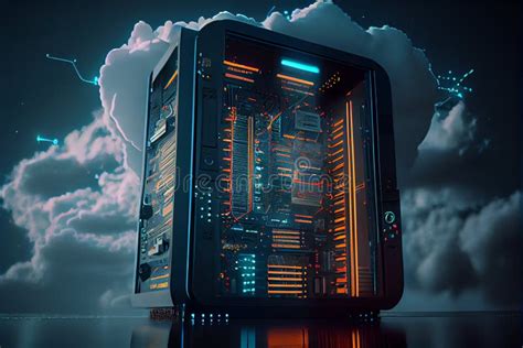 Big Data Center Technology Warehouse With Server Room With Cloud Computing Storage Stock