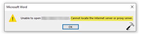 Fix Cannot Locate The Internet Server Or Proxy Server