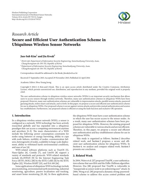 pdf secure and efficient user authentication scheme in ubiquitous wireless sensor networks