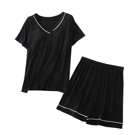 Cfhntfmh Pajama Sets For Women Comfy Short Sleeve V Neck Soft T Shirts