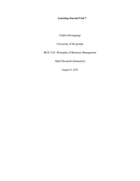 bus 1101 learning journal unit 7 learning journal unit 7 fidelis