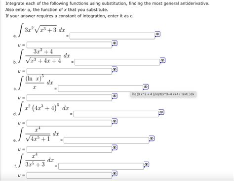 Solved Integrate Each Of The Following Functions Using