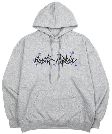 무브먼트 베이직 플라워 후드티 그레이 에이블리