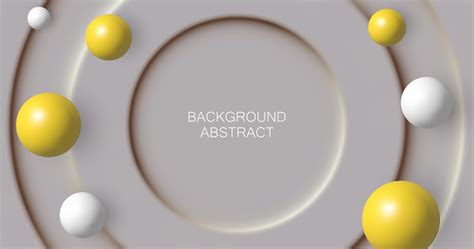 흰색과 노란색 구체가 흐르는 기하학적 모양의 벡터 추상 적 배경입니다 표지 프로모션 배너 브로셔 벽지에 대한 디자인 3차원 형태에 대한 스톡 벡터 아트 및 기타 이미지
