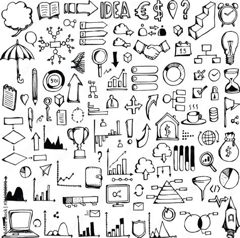 Set Of Data Drawing Illustration Hand Drawn Doodle Sketch Line Vector