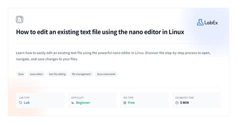 How To Edit An Existing Text File Using The Nano Editor In Linux Labex