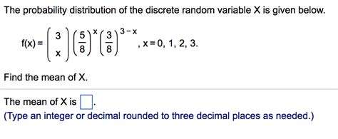 Solved The Probability Distribution Of The Discrete Random