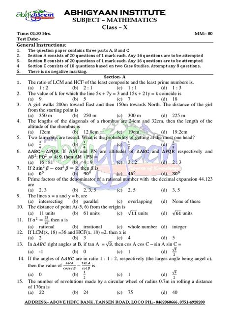 10 Mathematics Mcqs 22 11 22 Pdf Mathematical Concepts Mathematical Objects