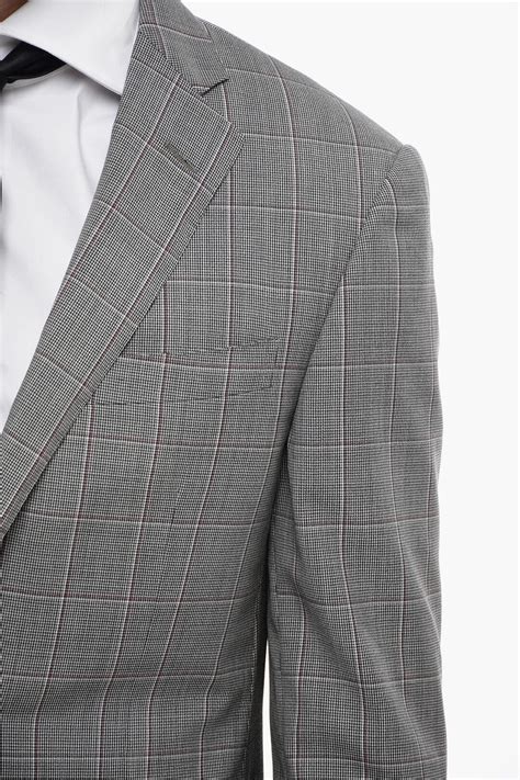 Corneliani Virgin Wool Academy Suit With Windowpane Check Pattern Men Glamood Outlet