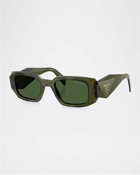 Prada Mens Geometric Rectangle Acetate Sunglasses Neiman Marcus