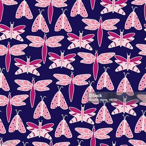 추상적인 나비가 있는 매끄러운 반짝이는 패턴 섬유 벽지 표지 표면을 인쇄하십시오 패션 직물 복고풍 스타일화 곤충에 대한 스톡 벡터 아트 및 기타 이미지 Istock