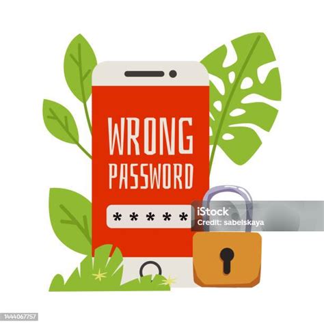 Wrong Password And Access Denied Banner Flat Vector Illustration Isolated Stock Illustration