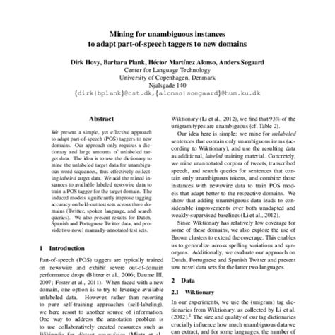Mining For Unambiguous Instances To Adapt Part Of Speech Taggers To New