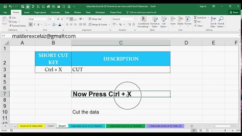 Ctrl X Shortcut Key With Example In Ms Excel Spreadsheet 2016 Youtube