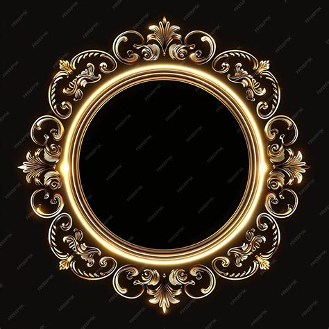 Premium Photo Golden Ornate Round Frame On Decorated Wallpaper Gold