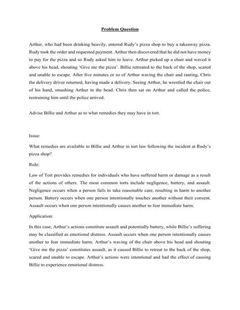 Tort Law Problem Question Assault Battery Emotional Distress