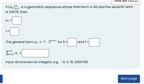 solved if an n 1∞ ﻿is a geometric sequence whose third term