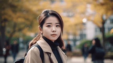 공원에서 젊은 아시아 소녀 캠퍼스 사진 제공의 젊은 여성 중앙고등전문학교 부설 어학원 고화질 사진 사진 배경 일러스트 및