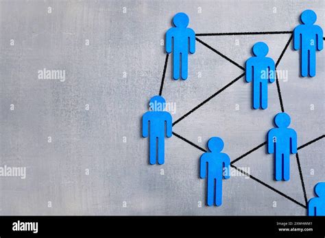 Human Figures Connected With Lines Networking Concept Copy Space For