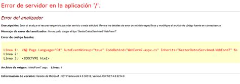 C There Is A Problem When I Create A New Web Form Failed To Load Typegestordatosservimed